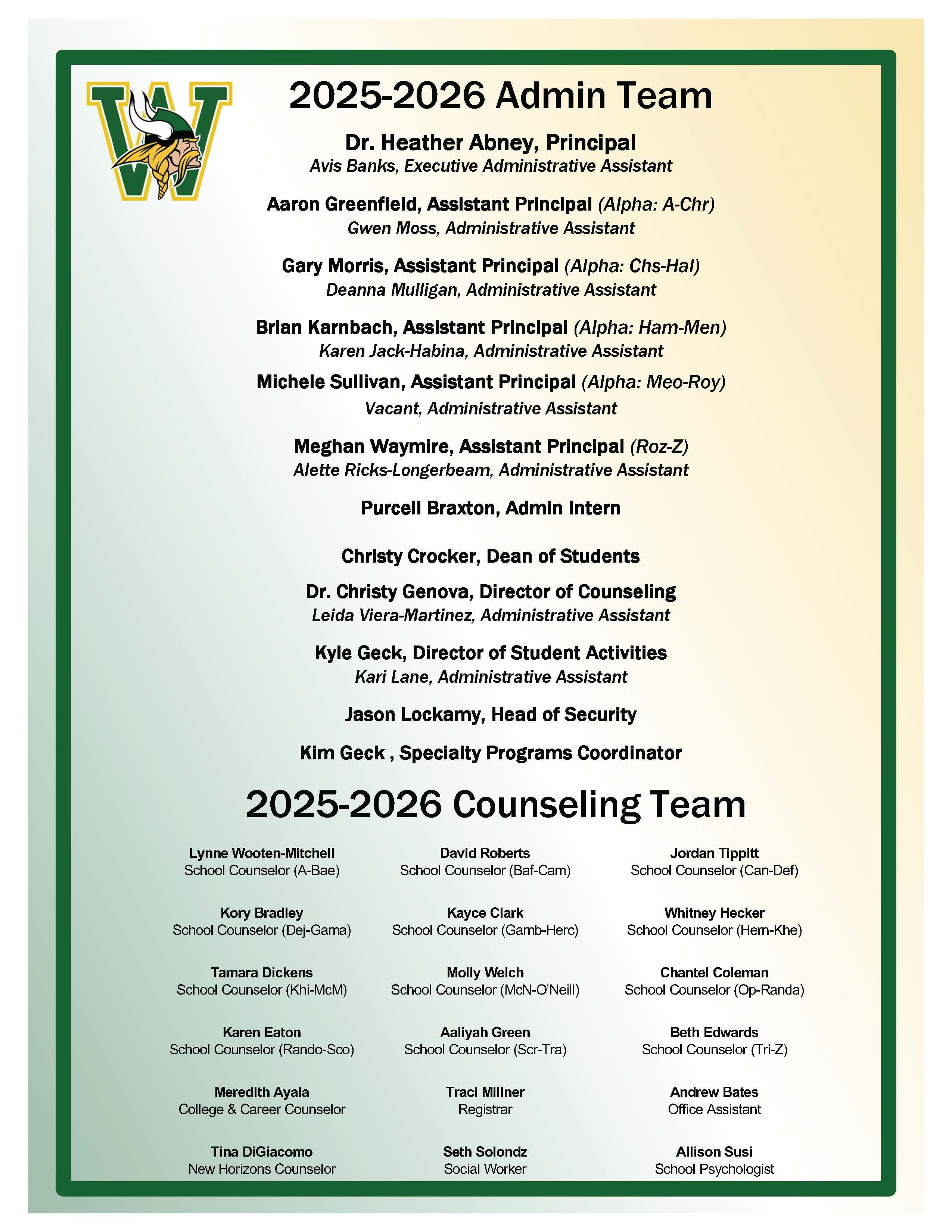 Woodbridge HS Welcomes New Counselors for the 2025.2026 School Year ...